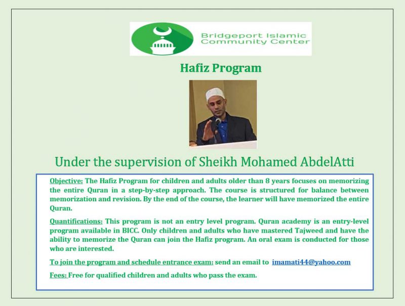 Hafiz Program – Bridgeport Islamic Community Center – BICC
